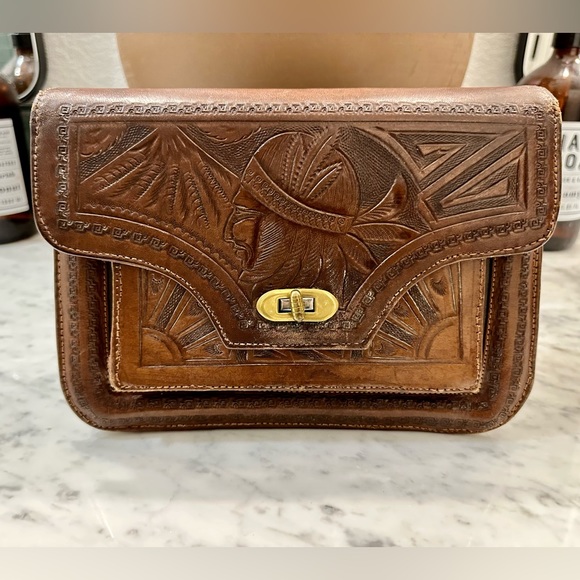 Bags | Vintage Leather Native American Design Purse Super Intricate And ...